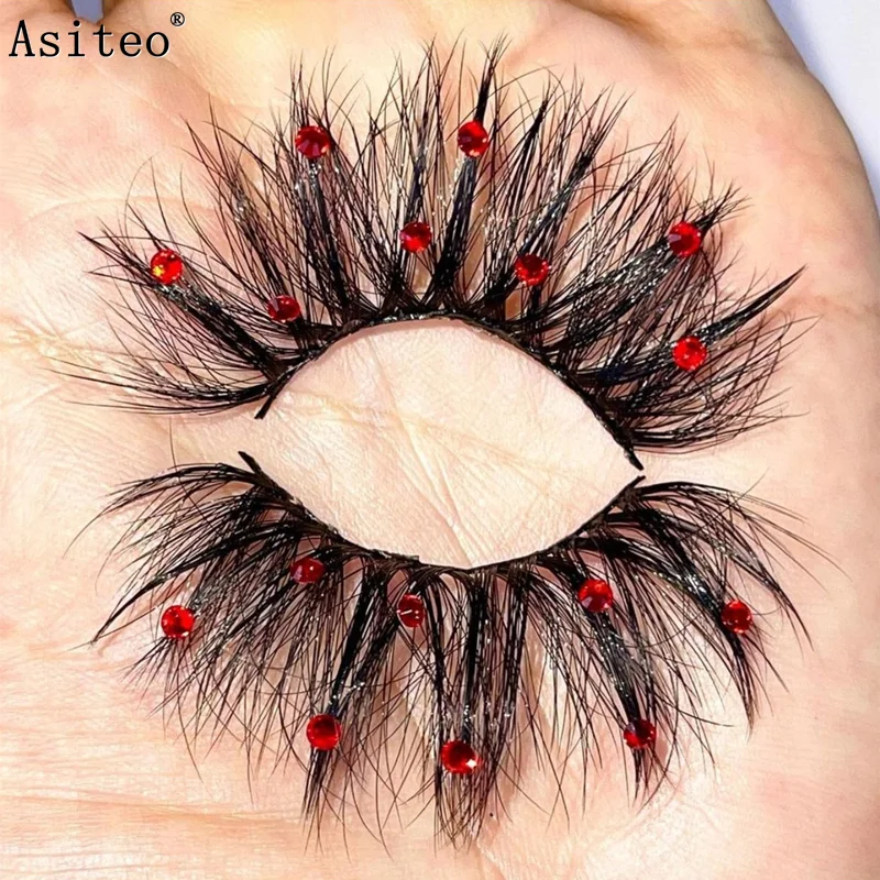 25mm Faux Mink Colored Lashes With Butterfly Flower Diamond Glitter ...