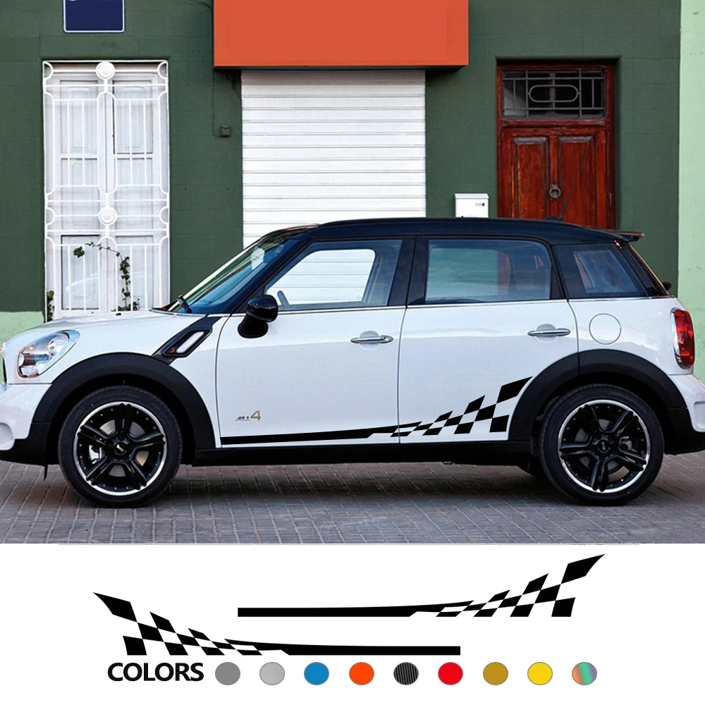2Pcs-Car-Door-Side-Stickers-Racing-Sport-Decal-For-Mini-Cooper-R56-R57 ...