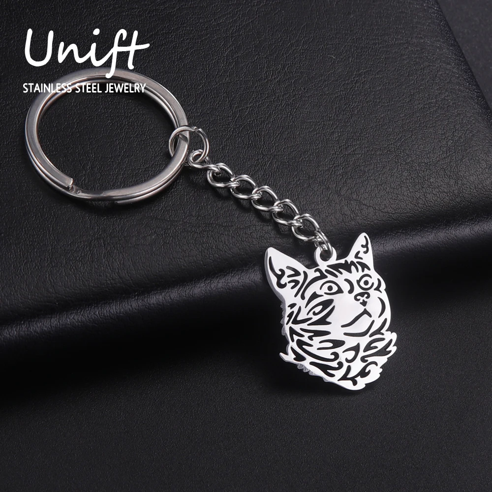 Unift-Cutout-Surprised-Cat-Keychain-Stainless-Steel-Trinket-Keyring ...