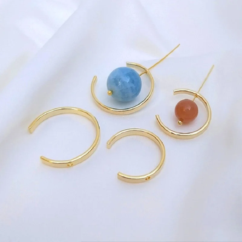 4pcs 18K Gold Plated Semicircle Shape Beads Frames Geometry Links ...