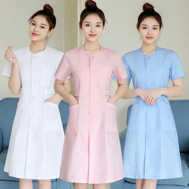 1Pc-Women-New-Solid-Color-Nurse-Uniform-Clothes-Female-Short-Sleeve ...