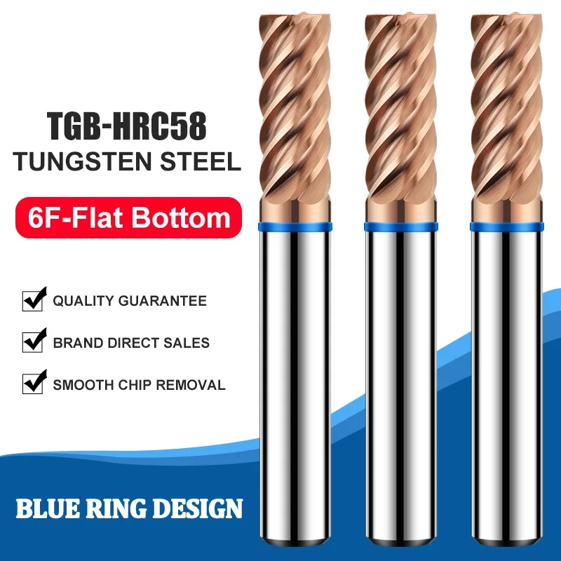 AZZKOR-6F-Endmills-Color-Ring-Coating-Tungsten-Steel-Carbide-Flat ...