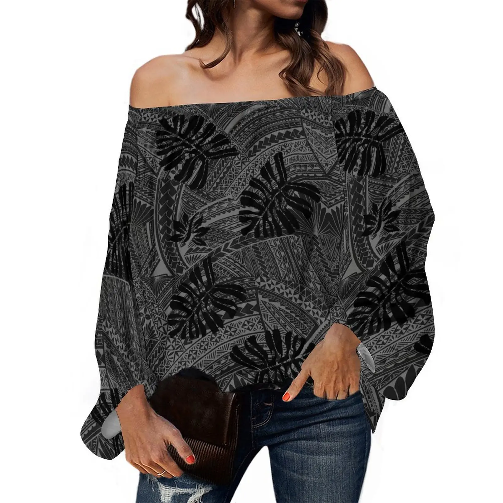 Pacific Island Art Clothing Custom Color Pattern Polynesian Ladies Top ...
