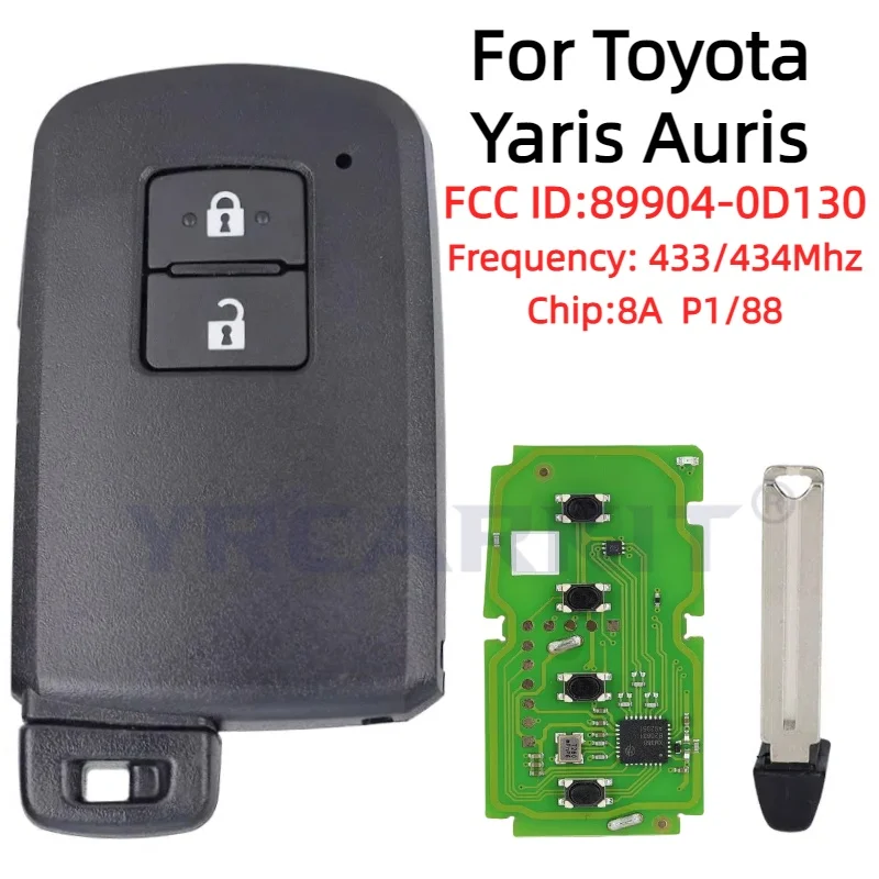 For-Toyota-Yaris-Auris-Smart-Key-2-Button-BA7EQ-P1-88-DST-AES-Chip ...