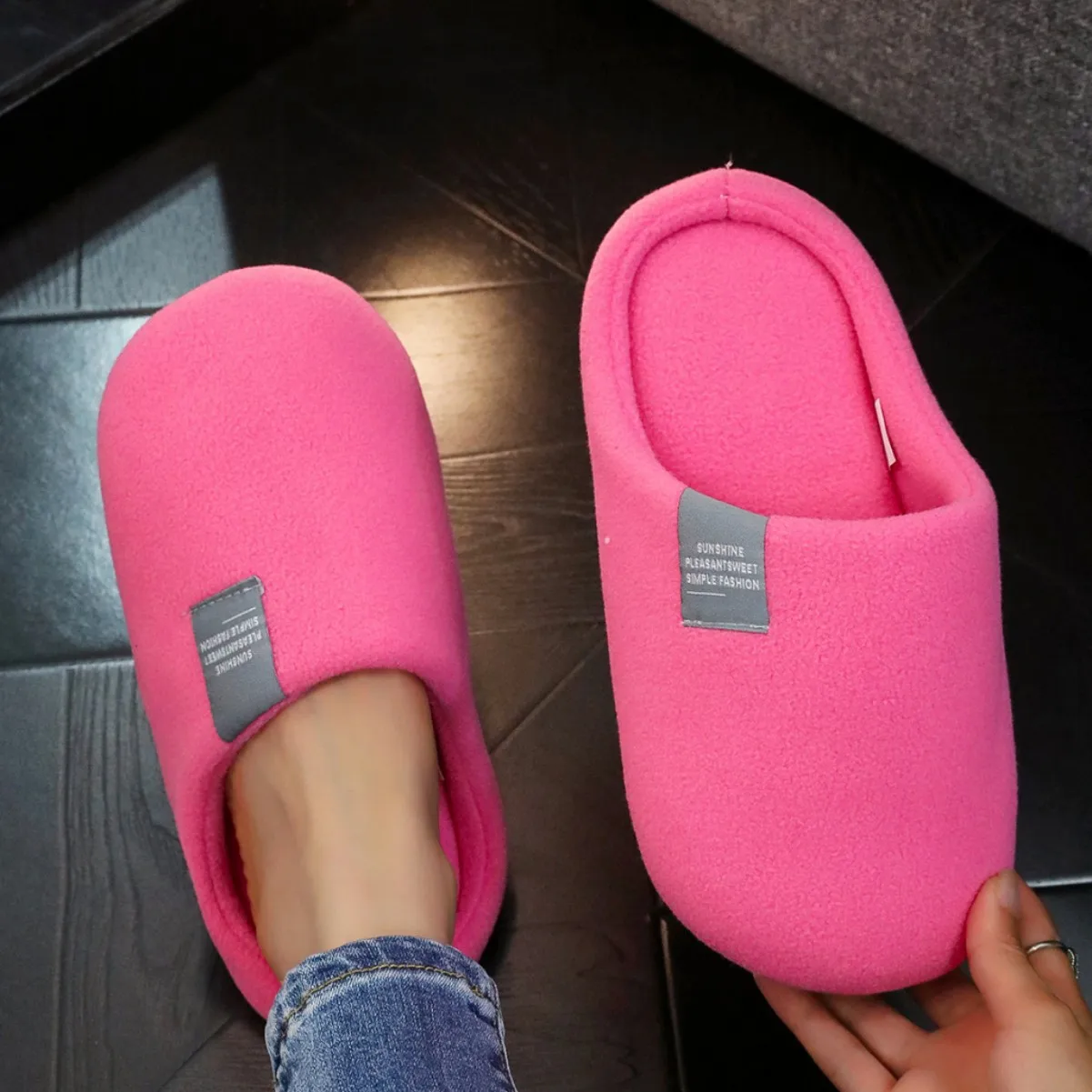 Autumn Winter Solid Slippers Women Men Household Bedroom Floor Couple ...