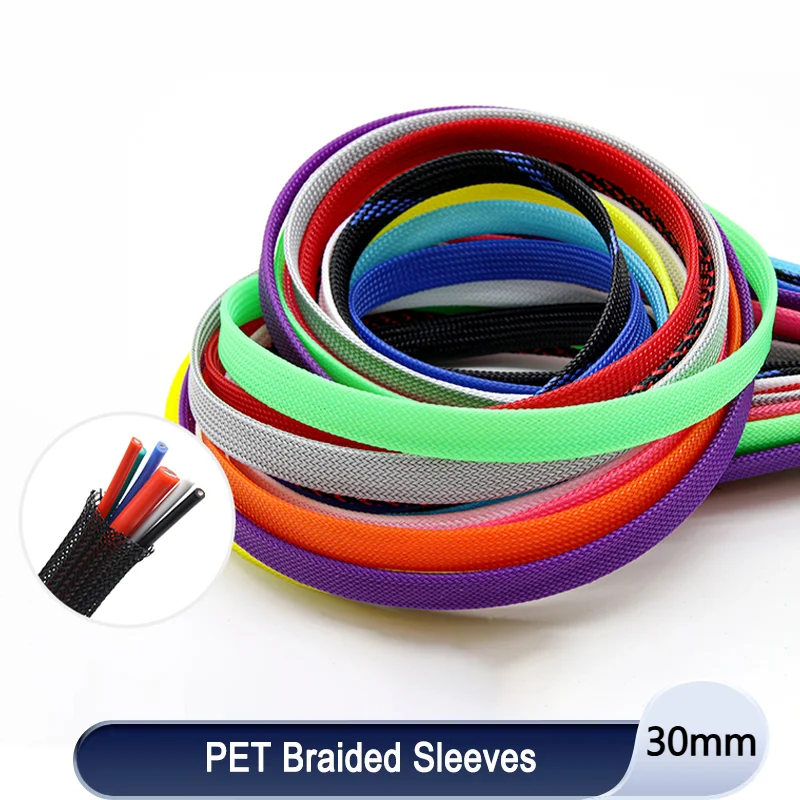 1-50M-30mm-PET-Expandable-Cable-Sleeve-Tight-Braided-High-Density ...
