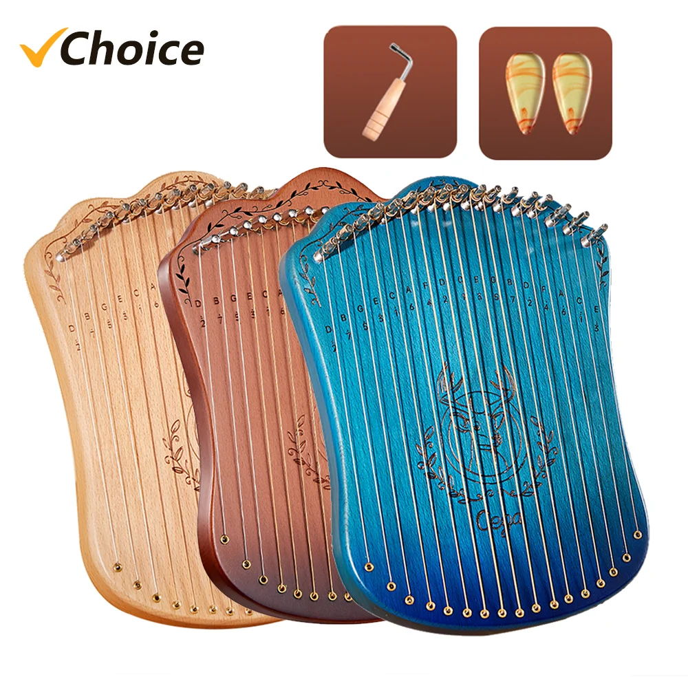 17-String-Lyre-Harp-Portable-Solid-Beech-Wood-Harp-String-Musical ...