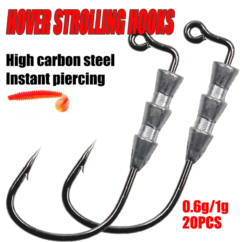 20-40PCS-Hover-strolling-Hooks-0-6g-1g-Jig-Head-Hooks-jigging-hook-High ...