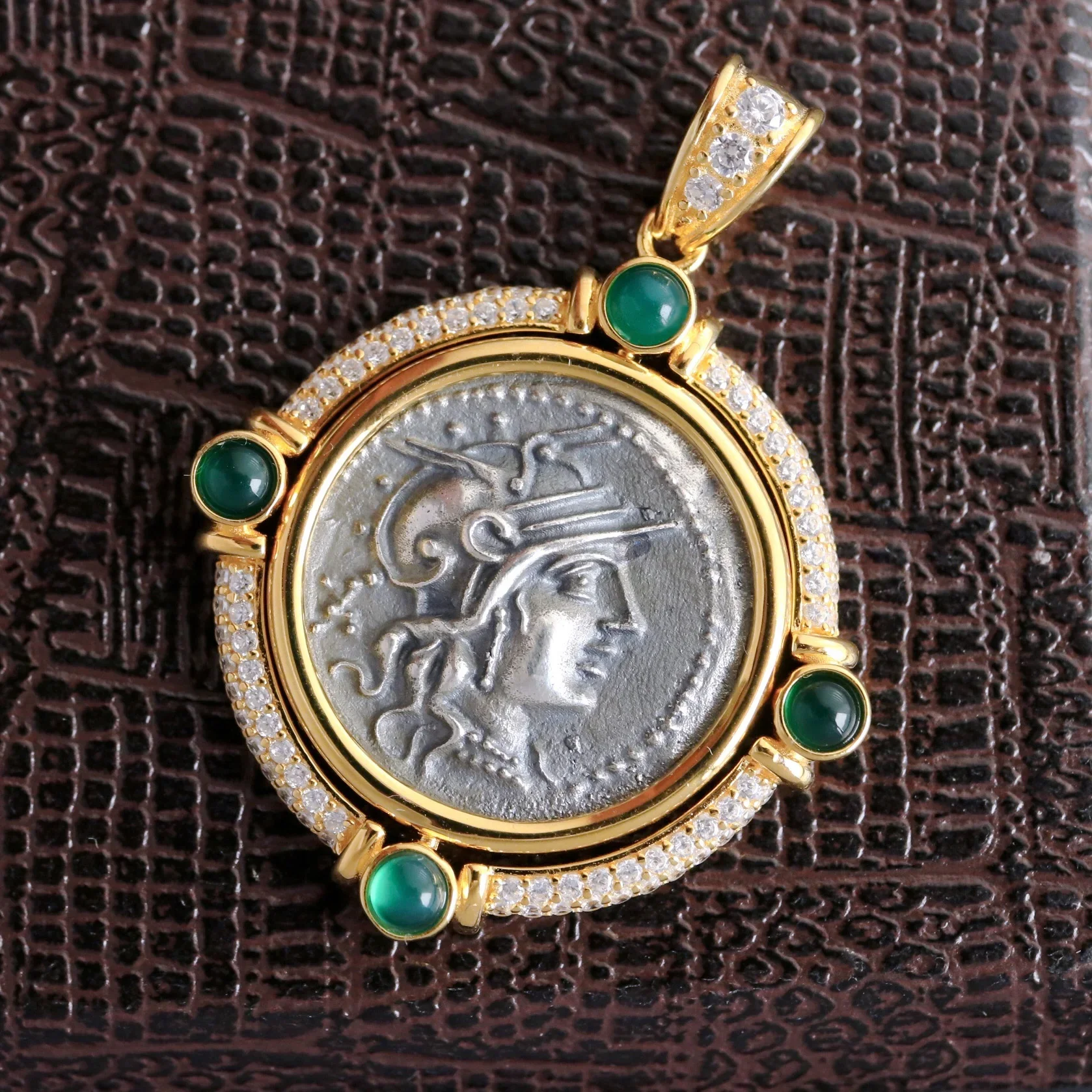 Byzantine-925-Silver-Roman-Coin-Replica-Emerald-Ruby-Natural-Agate-18K ...