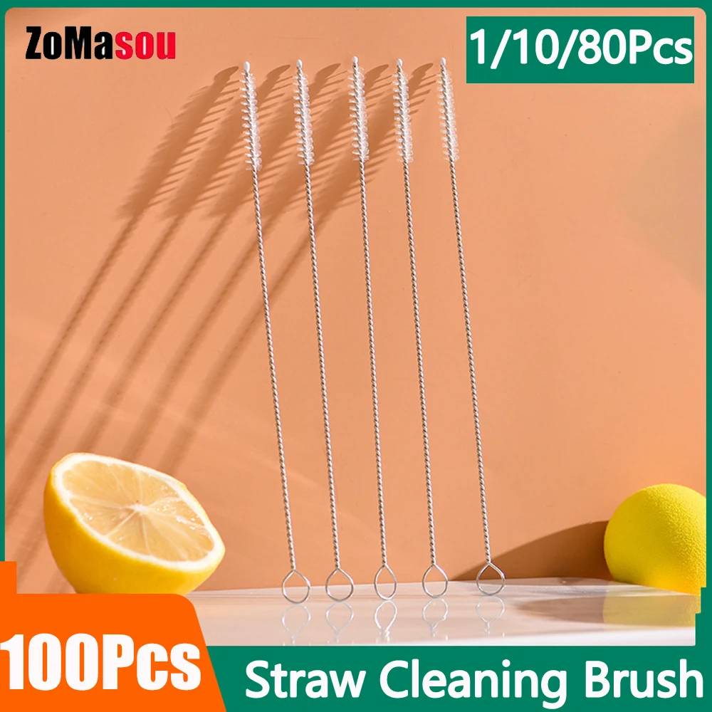 1-10-100Pc-Stainless-Steel-Straw-Cleaning-Brush-Weed-Pipe-Cleaning ...