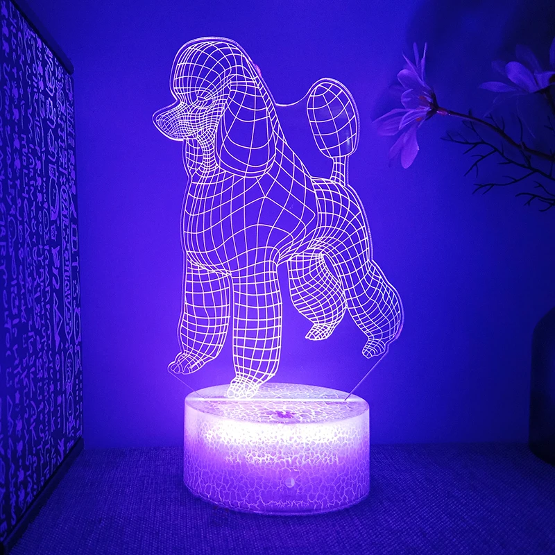 Animal-Dog-Poodle-Bedside-Table-Night-Lights-Acrylic-Rechargeable ...