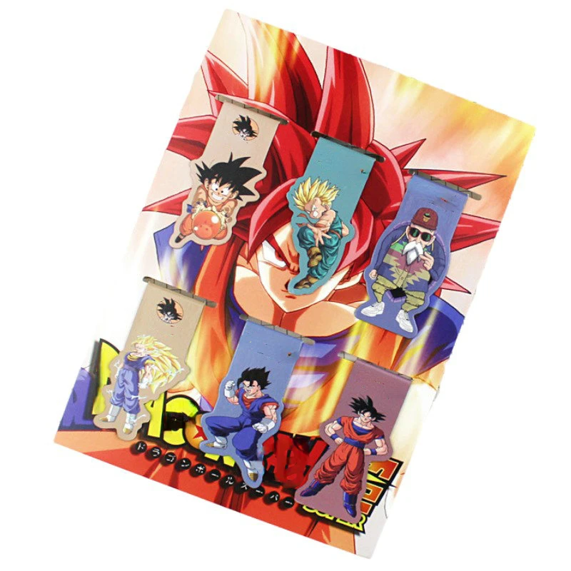 6pcs GOKU Anime Magnetic Bookmark Cartoon Magnet Bookmark Child Student ...