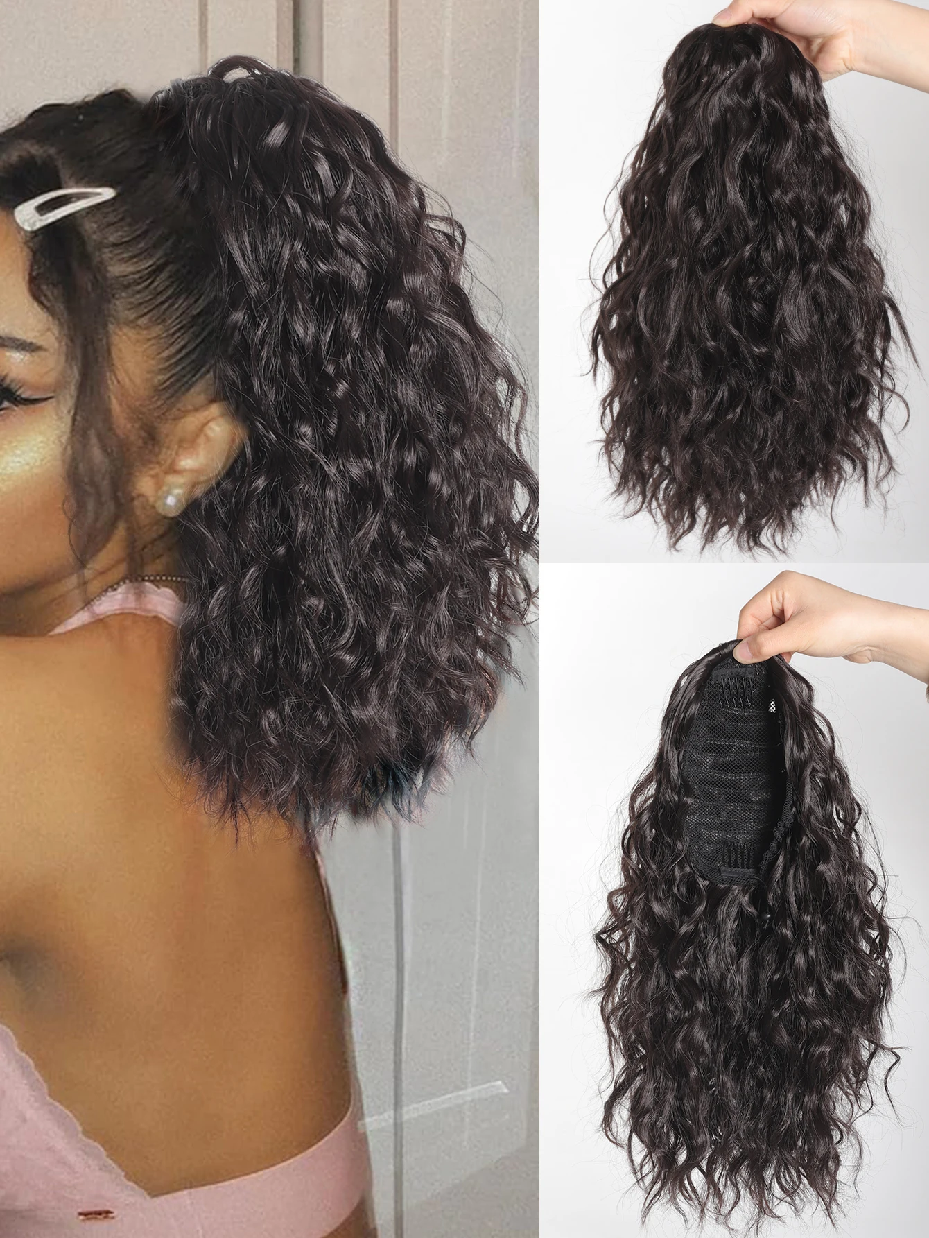 Synthetic-Drawstring-Ponytail-Extension-14-Inch-water-ripple-Fake ...