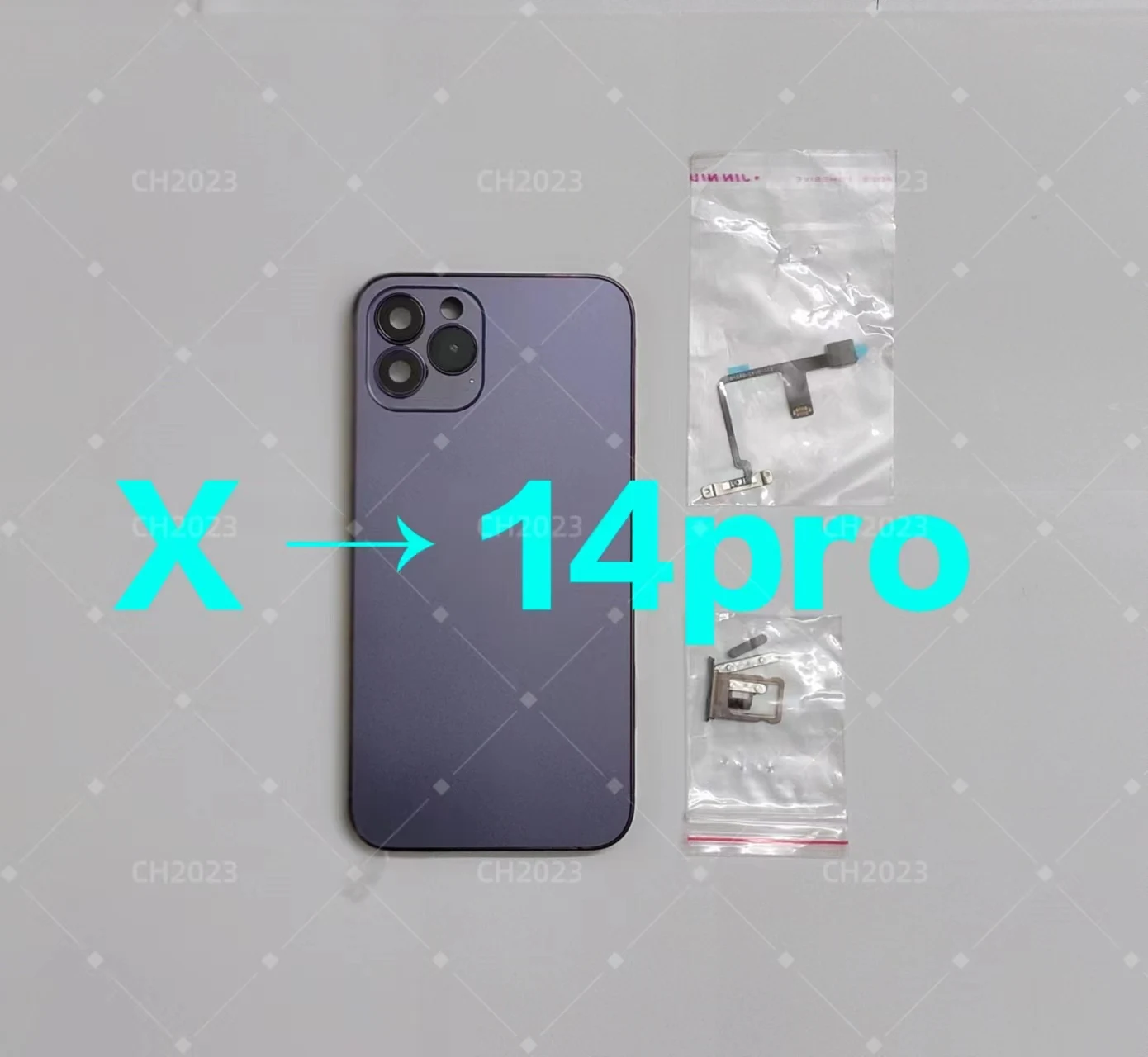 For X To 14 Pro DIY Back Cover Housing For Apple iPhone X Convert into ...