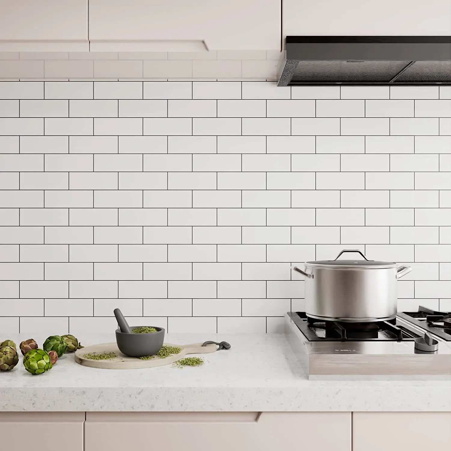 White Brick Backsplash
