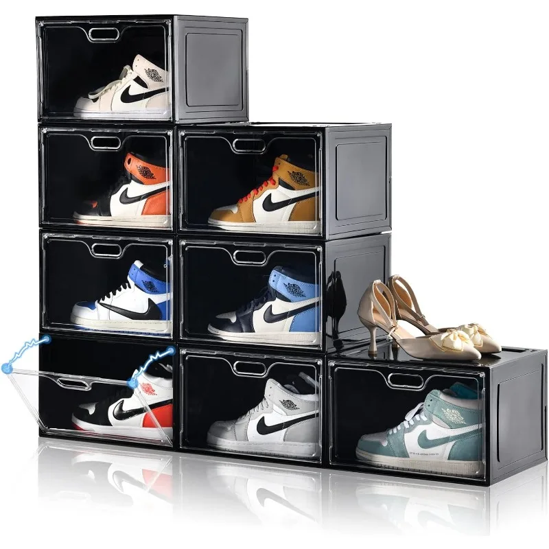 8-Pack-Shoe-Boxes-Stackable-Large-Shoe-Storage-Organizer-with-Lids-Drop ...