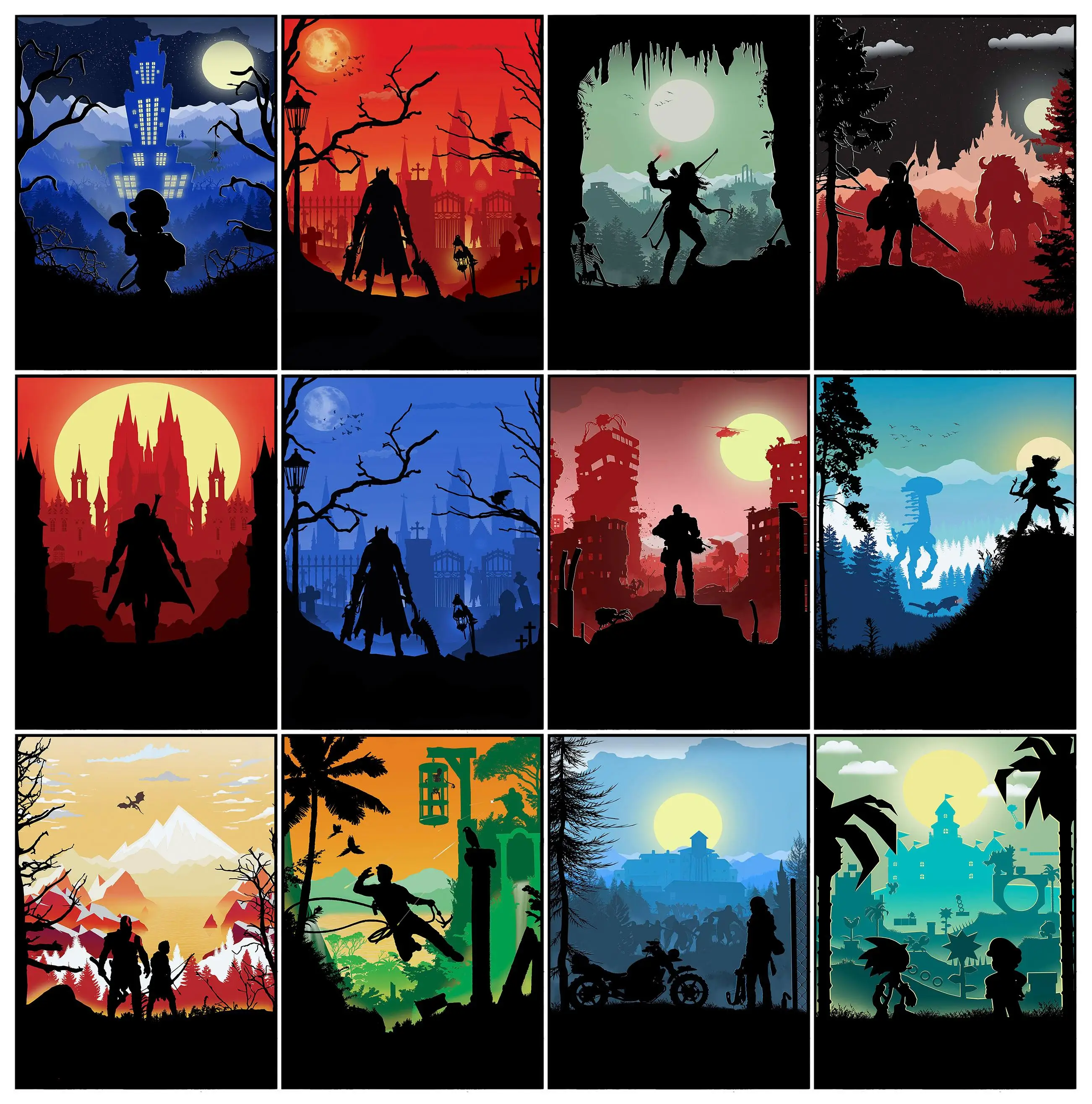 Modern Minimalist Video Game Abstract Posters Prints Canvas Painting ...