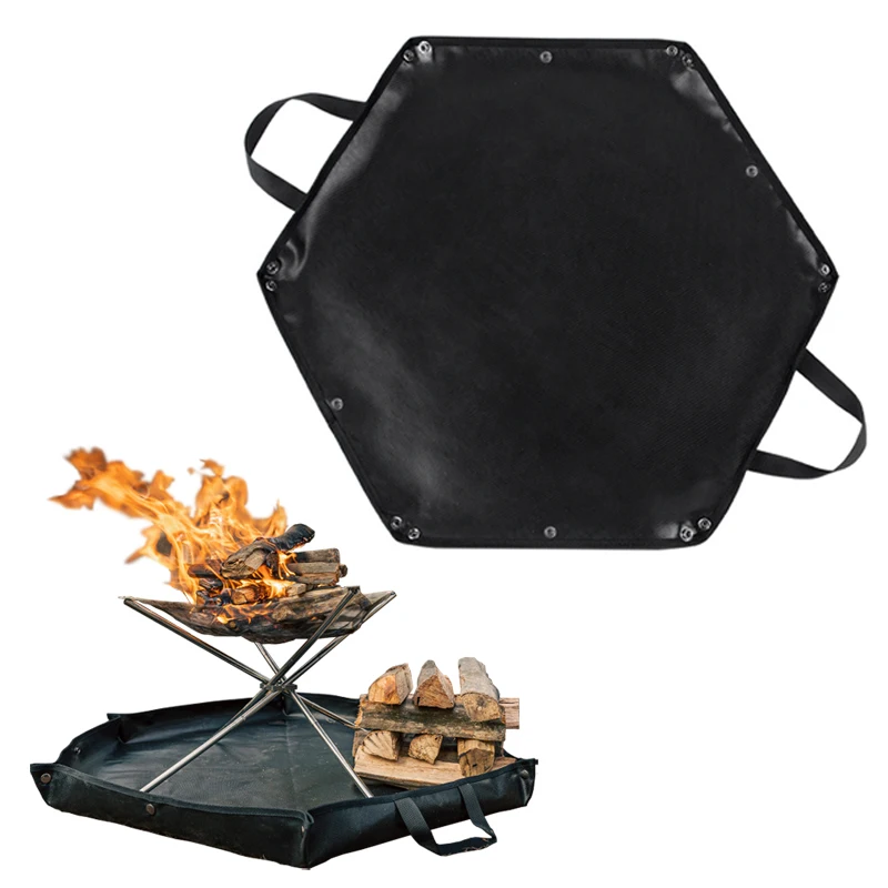 Camping-Fire-Pit-Mat-Hexagonal-Portable-Fireproof-High-Temperature ...