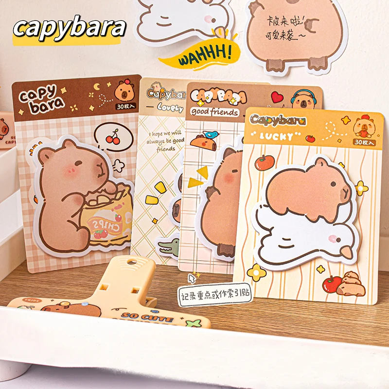 30-90-Sheets-Cute-Capybara-Sticky-Notes-Kawaii-Notepad-Index-Office ...