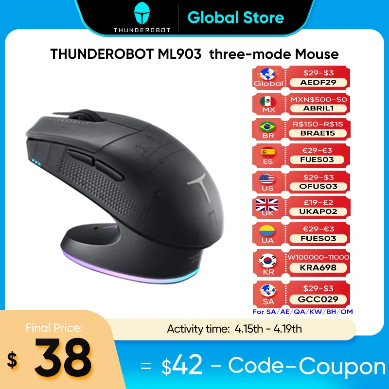 Thunderobot-ML903-Wireless-Gaming-Mouse-Three-mode-with-Charging-Dock-Esports-Wireless-Bluetooth ...