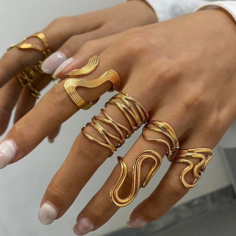 Statement-18K-Gold-Plated-Stainless-Steel-Multilayer-Geometric ...