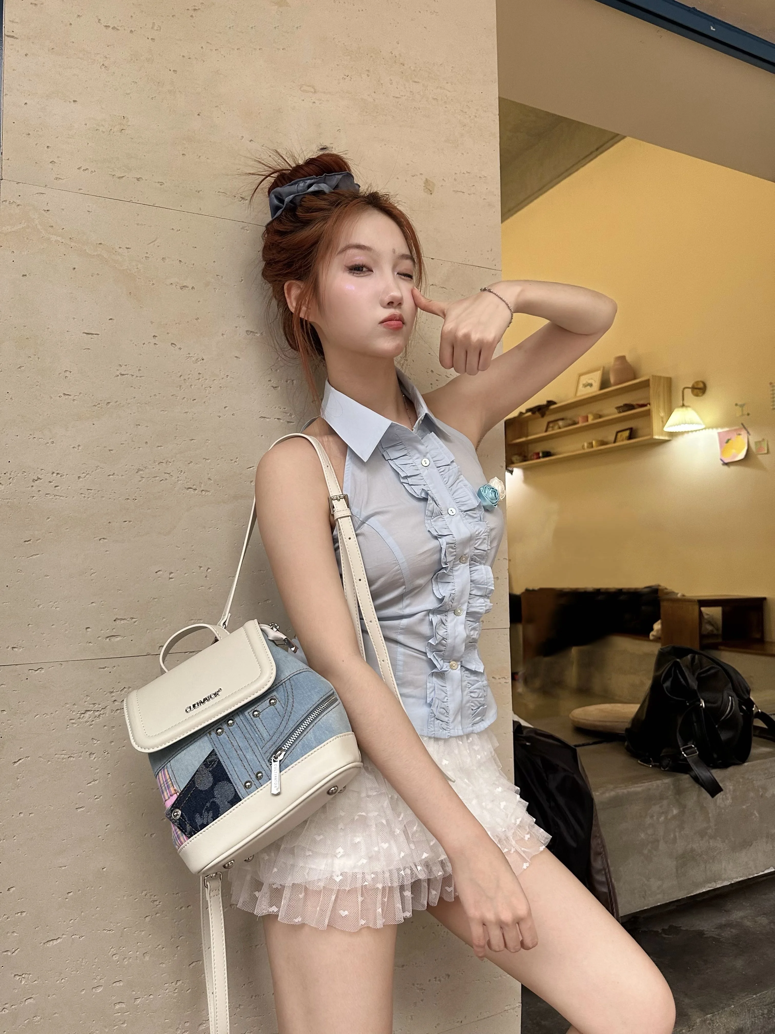 COY-CULTIVATOR-Original-Niche-Contrasting-Color-Stitching-Denim-Mini ...