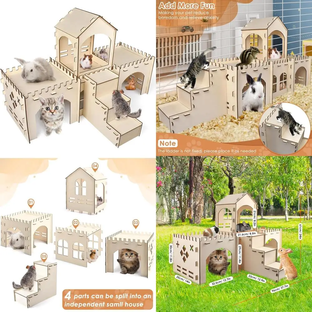 Bissap Wooden Rabbit Hideout Castle, Extra Large Bunny Houses and ...