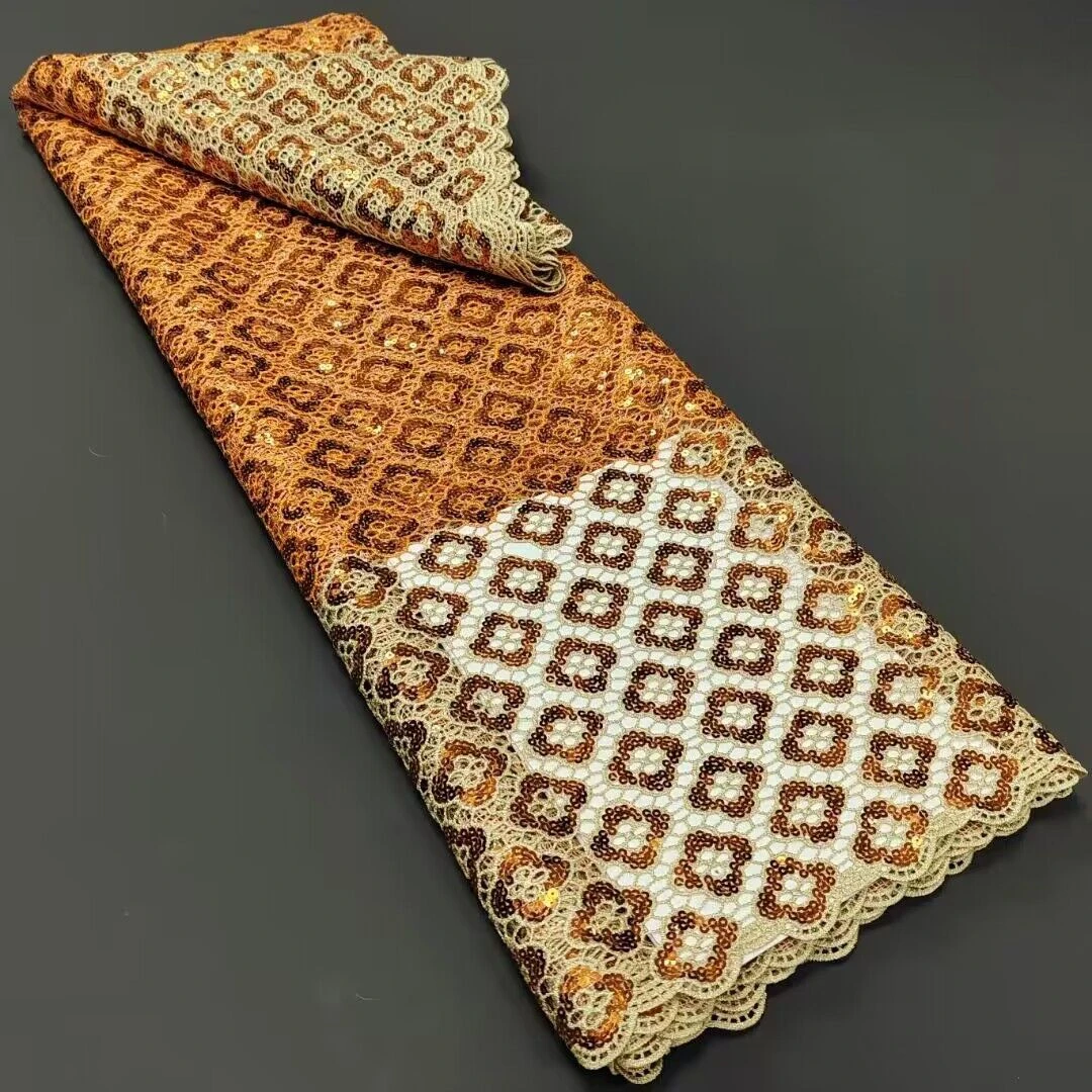 High Quality African Damask Fabric 5 Yards French Lace Embroidered ...