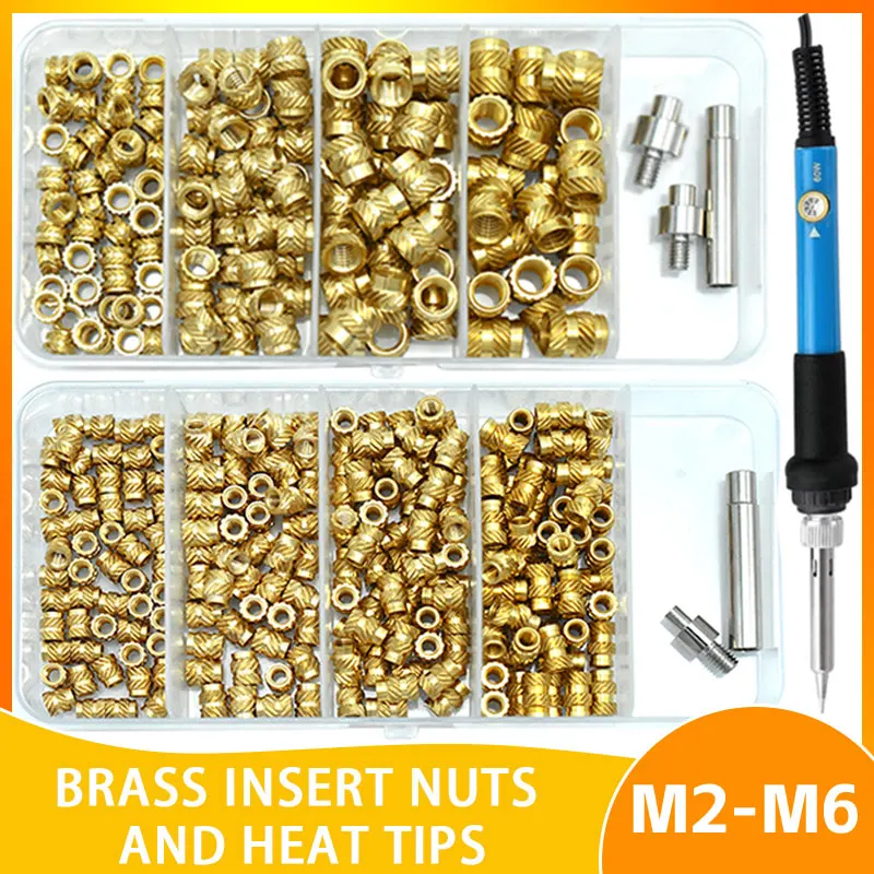 M2 M2.5 M3 M4 M5 M6 Brass Heat Set Threaded Insert with Soldering Iron ...