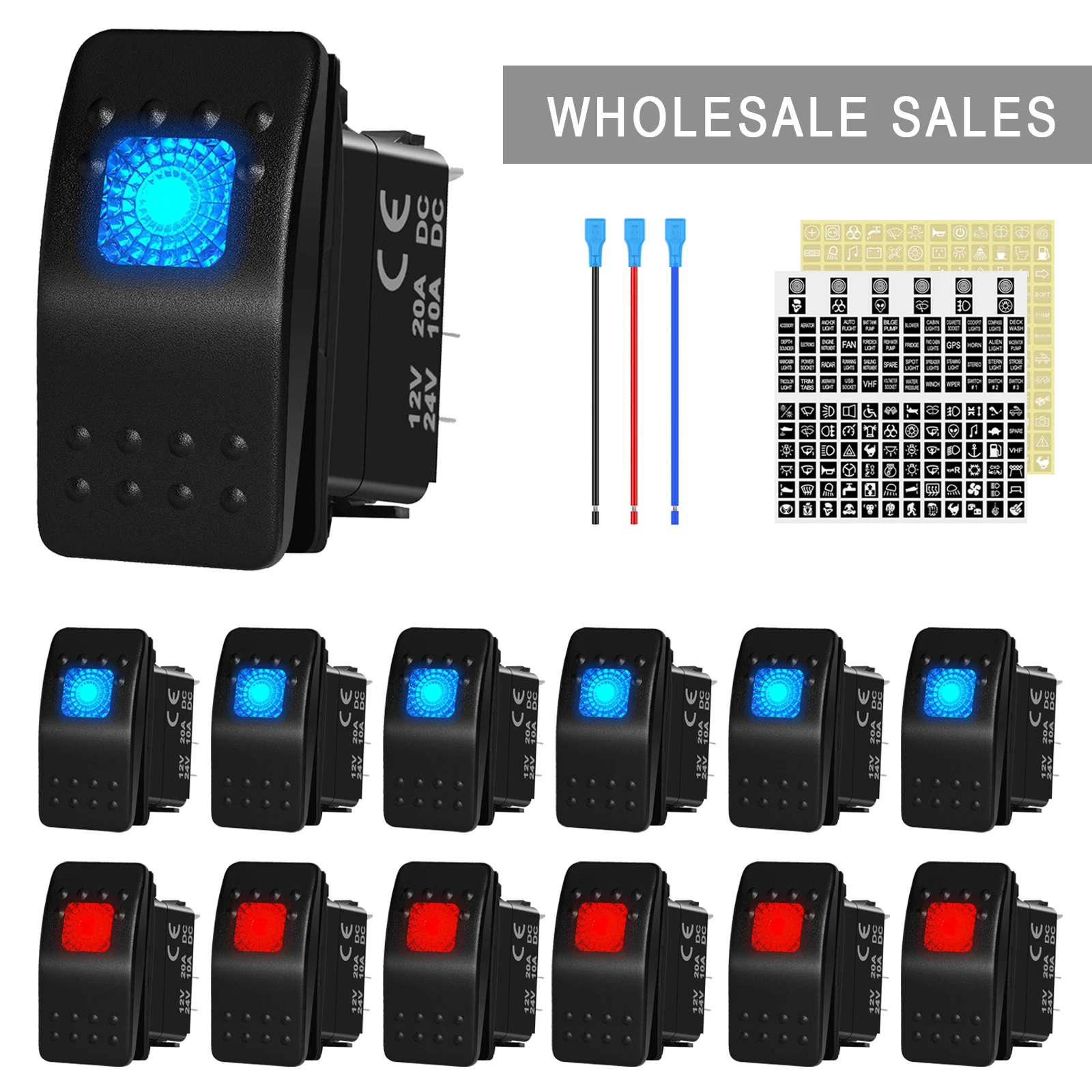 5Pcs-Blue-Led-Rocker-Switch-3P-SPST-ON-OFF-Momentary-Latching-Toggle ...