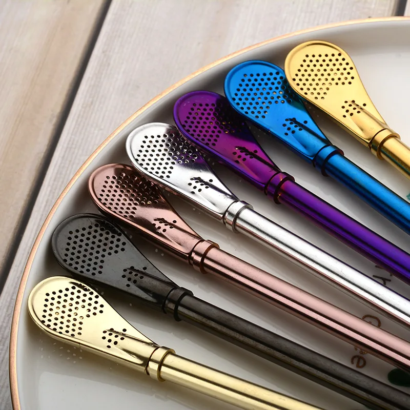 Stainless Steel Straw Loose Leaf Tea Infuser Dringking Spoons Filter ...