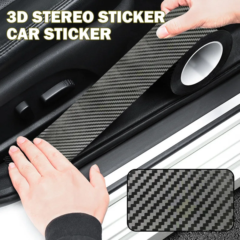 3D Carbon Fiber Car Sticker Tape DIY Paste Protector Strip Auto Door ...