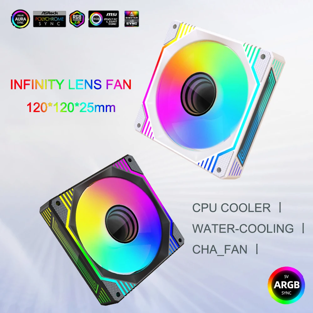 RGB Cooler Mirror 120mm Fans 12V 4Pin PWM 5V 3Pin ARGB Cooling Fan ...