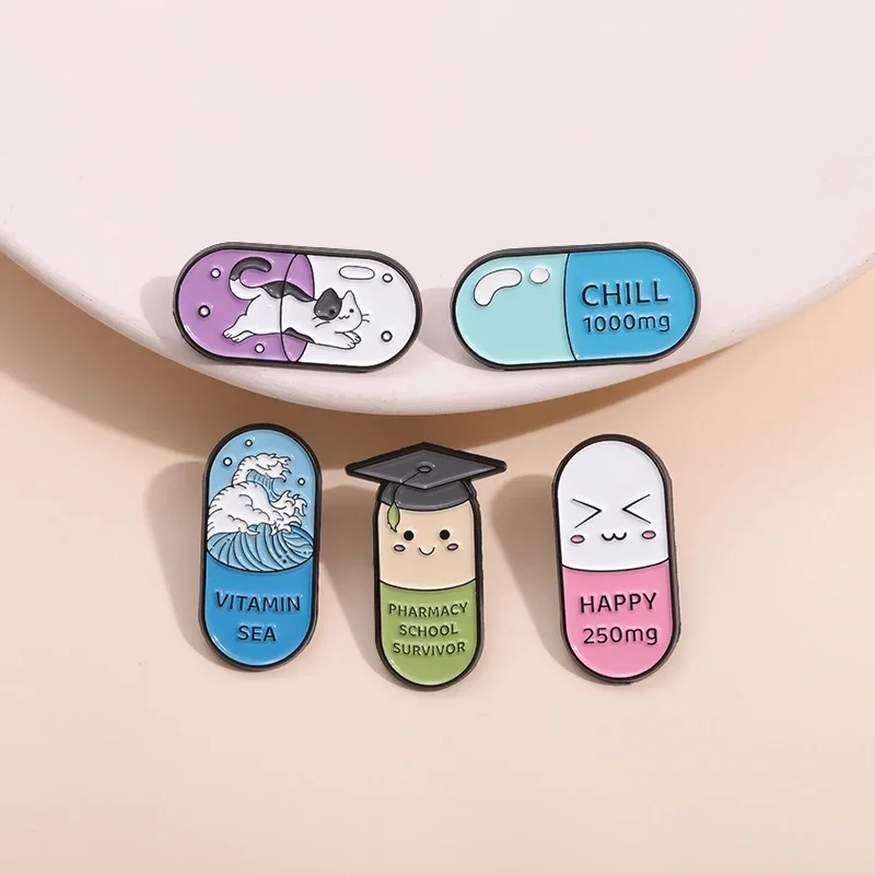 Cute-Vitamin-Sea-Happy-Chill-Pills-Enamel-Pins-Pharmacy-School-Survivor ...
