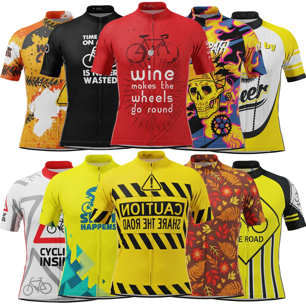 Reflective Cycling Jersey for Men Short Sleeve MTB Maillot, Downhill ...