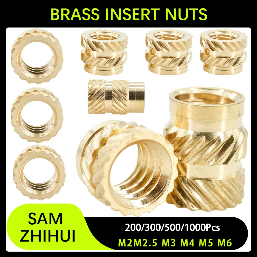 200/300/500Pcs Brass Insert Nut M2 M3 M4 M5 M6 Metric Thread Inserts Hot Melt Heat Nuts 3d ...
