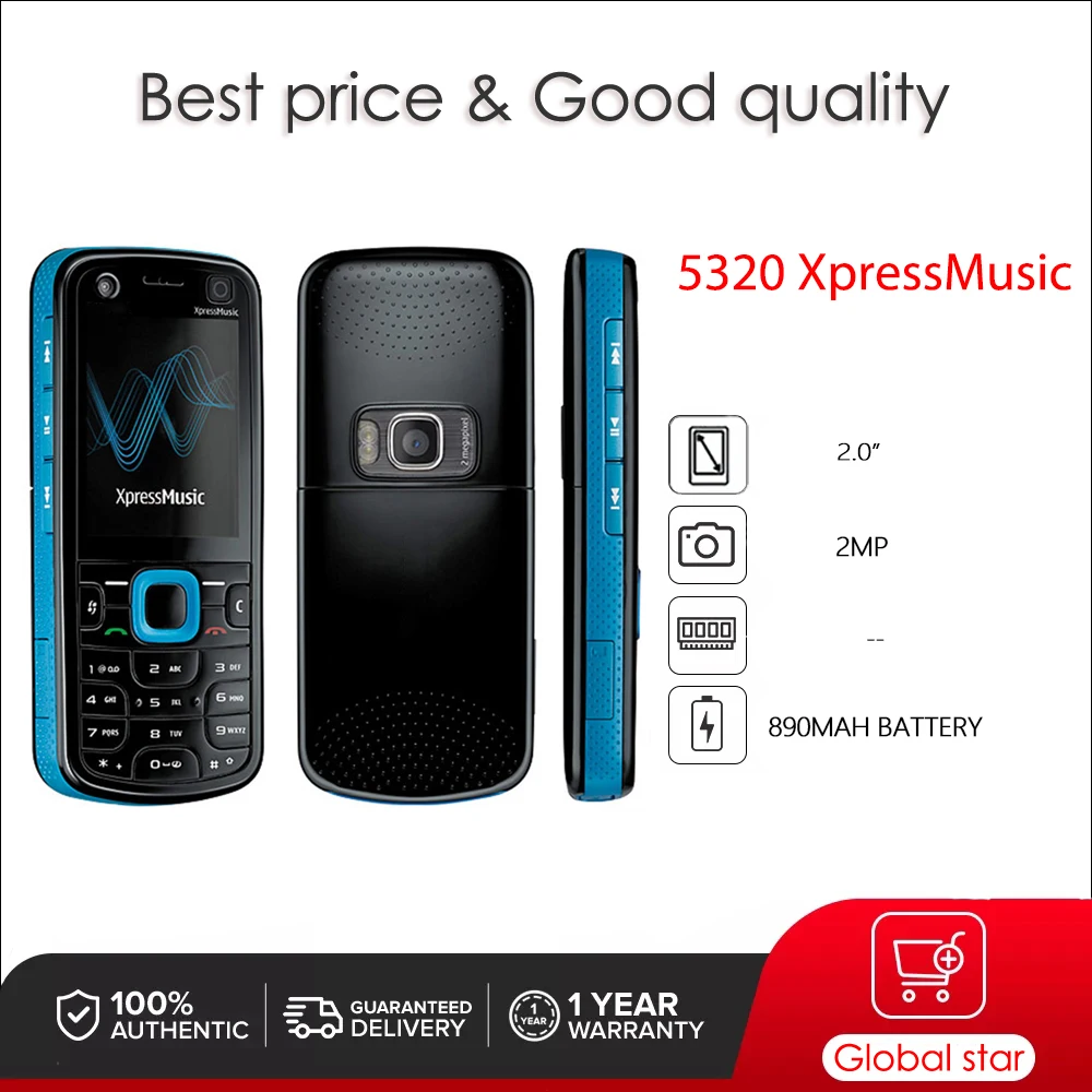 Original Unlocked 5320 XpressMusic Bluetooth Camera Loudspeaker Mobile ...