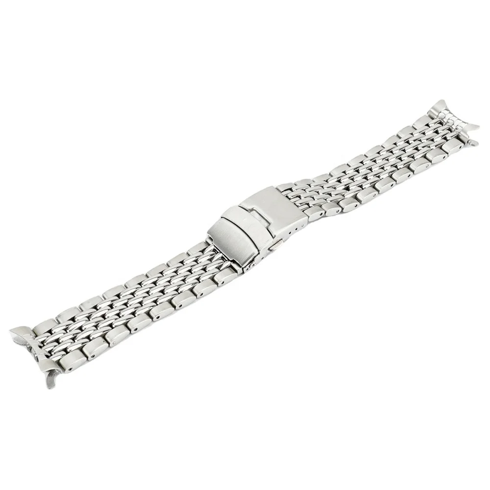 Silver-316L-Stainless-Steel-Curved-End-20MM-22MM-Bead-Of-Rice-Watch ...