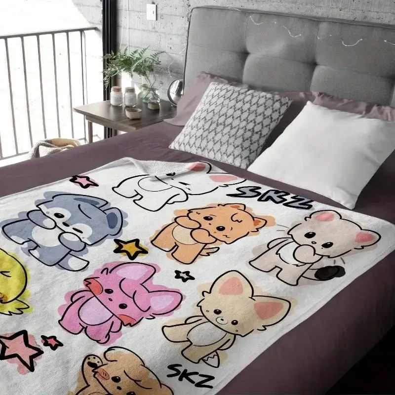 KPOP Idol SKZ SSKZ Plush Flannel Blanket Cute Korean Pop Star Bedding ...
