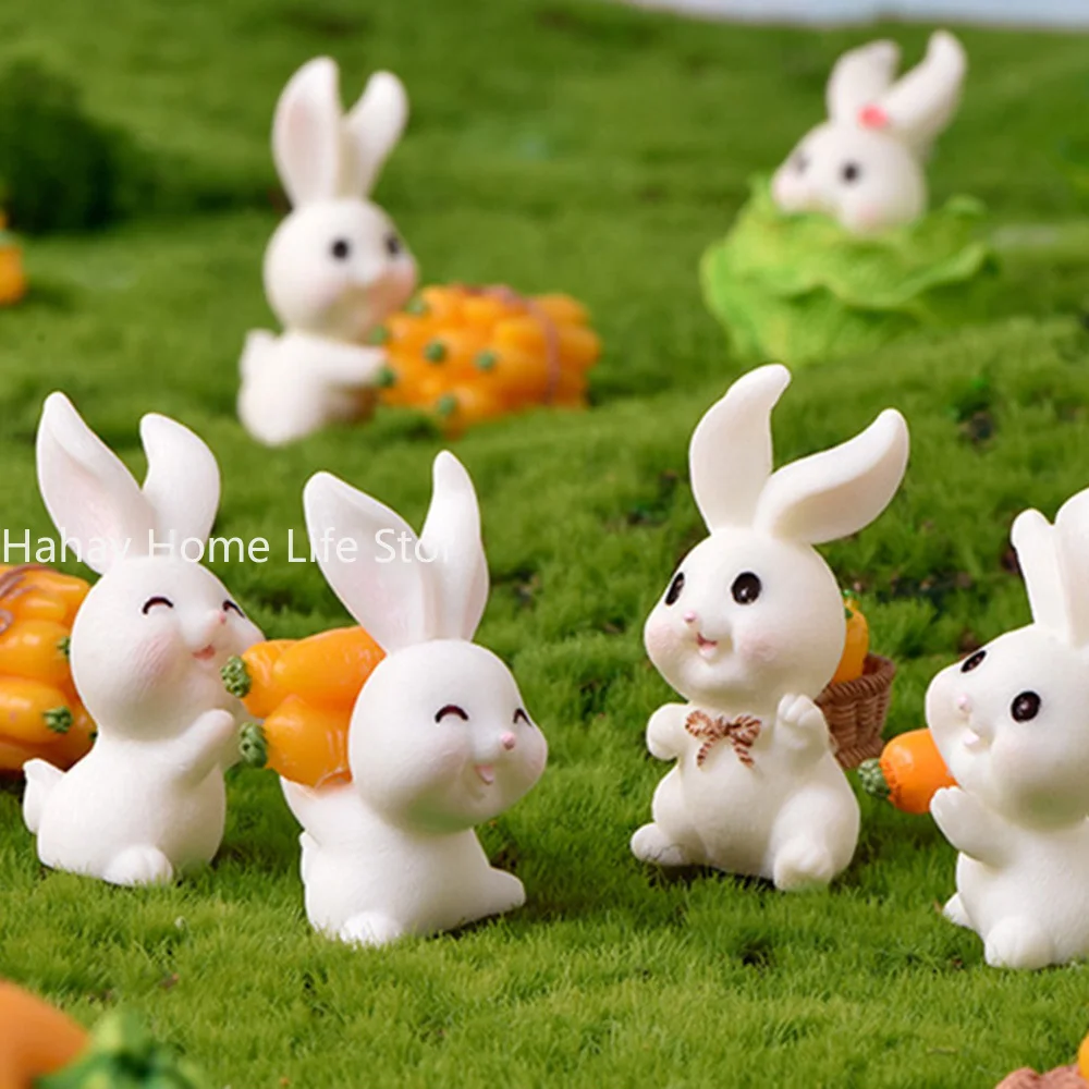 Cute-Rabbit-Bunny-Ornament-Resin-Home-Mini-Bunny-Miniature-Figurines ...