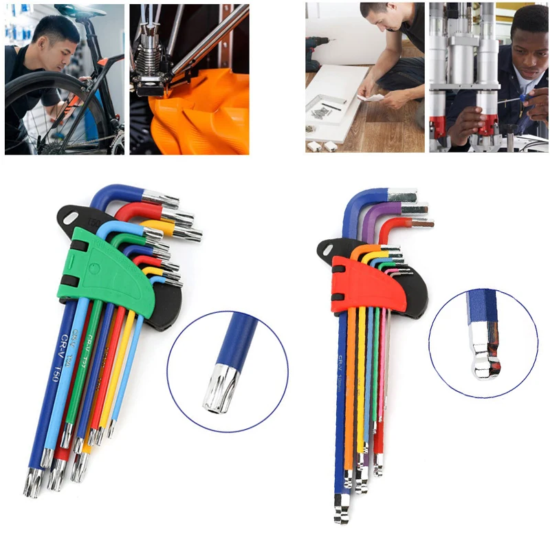 Allen Key Set L Wrench Kit For Allen Screw 9PCS Long Arm Hex Key Set 1 ...