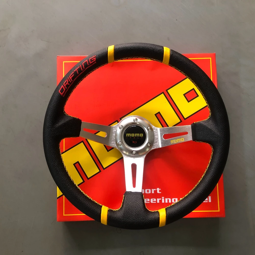 Volante-Universal-de-carreras-MOMO-para-coche-volante-JDM-de-cuero-y ...