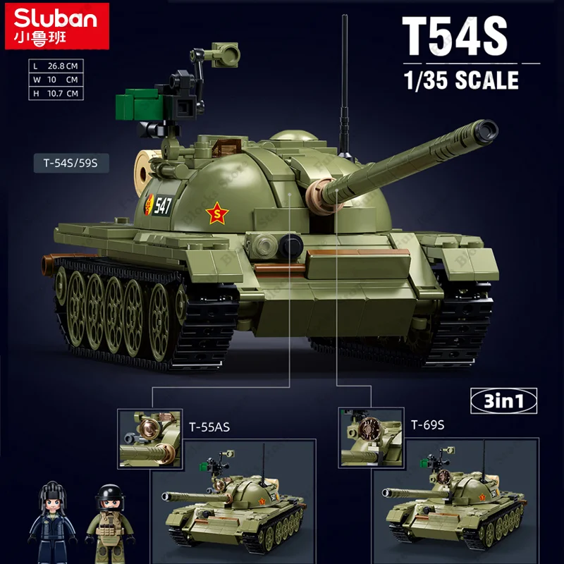 2023-SLUBAN-Military-Soviet-Union-WW2-T-54S-Medium-Tanks-Building ...