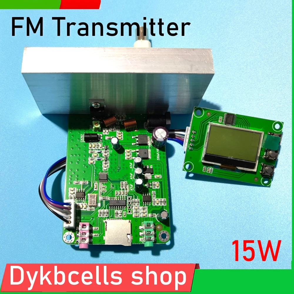 15W Stereo Transmissor FM PLL áudio LED display Digital 78 108MHz GP ...