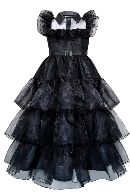 Wednesday Addams Family Dress For Kids, Wednesday Cos Prom Black Dress ...