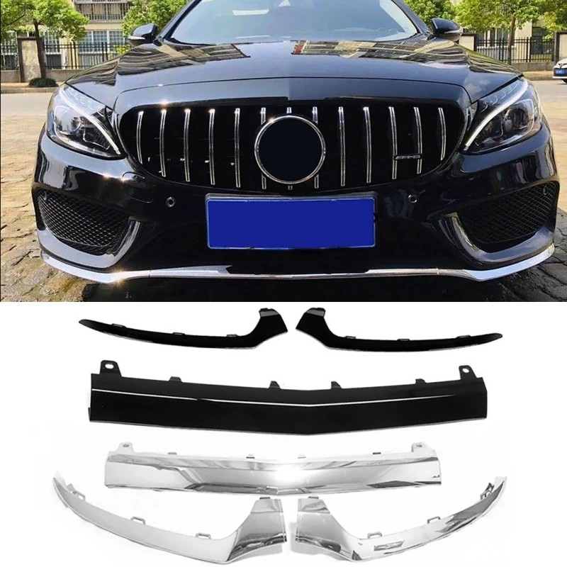 3Pcs-set-Car-Front-Bumper-Lower-Lid-Trim-Kit-For-For-Mercedes-Benz-C ...