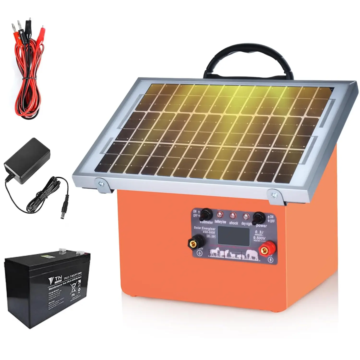 32KM Solar Electric Fence 9.5KV Electric Shepherd with Battery ...