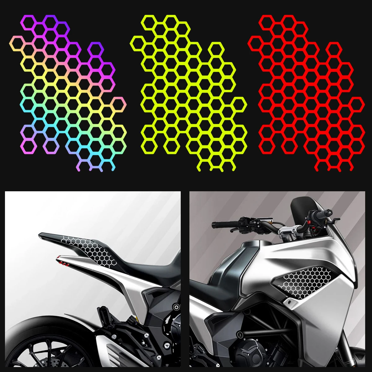 Honeycomb Reflective Vinyl Helmet Tail Light Body Decoration Motorbike ...