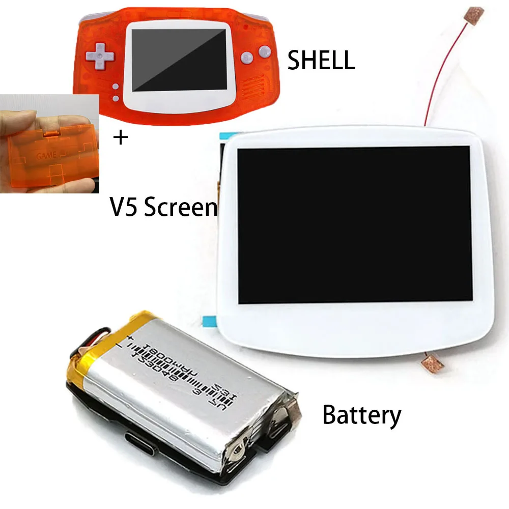 New-1800mAh-Battery-GBA-V5-IPS-Laminated-Screen-Replacements-Housing ...