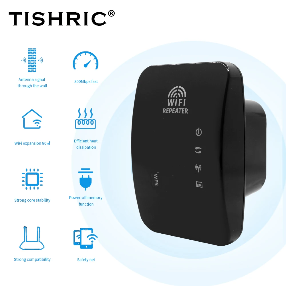 TISHRIC Wifi Repeater Wi-fi Router 300Mbps Long Range Wireless Repeater ...